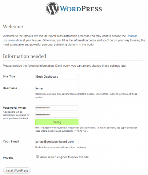 How to install WordPress on Localhost using WebMartix
