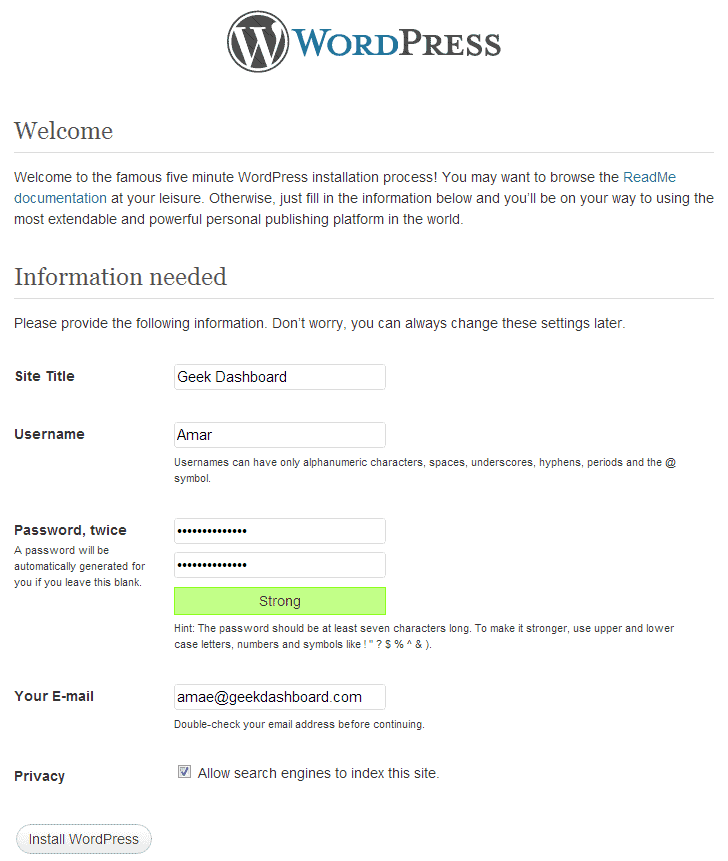 How to install WordPress on Localhost using WebMartix