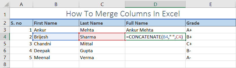 How To Merge Columns in Microsoft Excel Without Data Loss