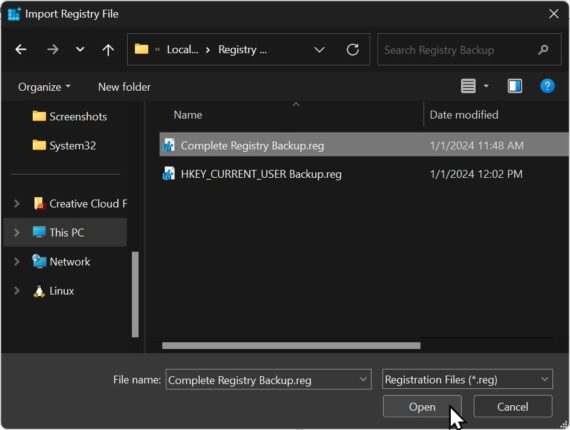 How to Quickly Backup and Restore Windows Registry