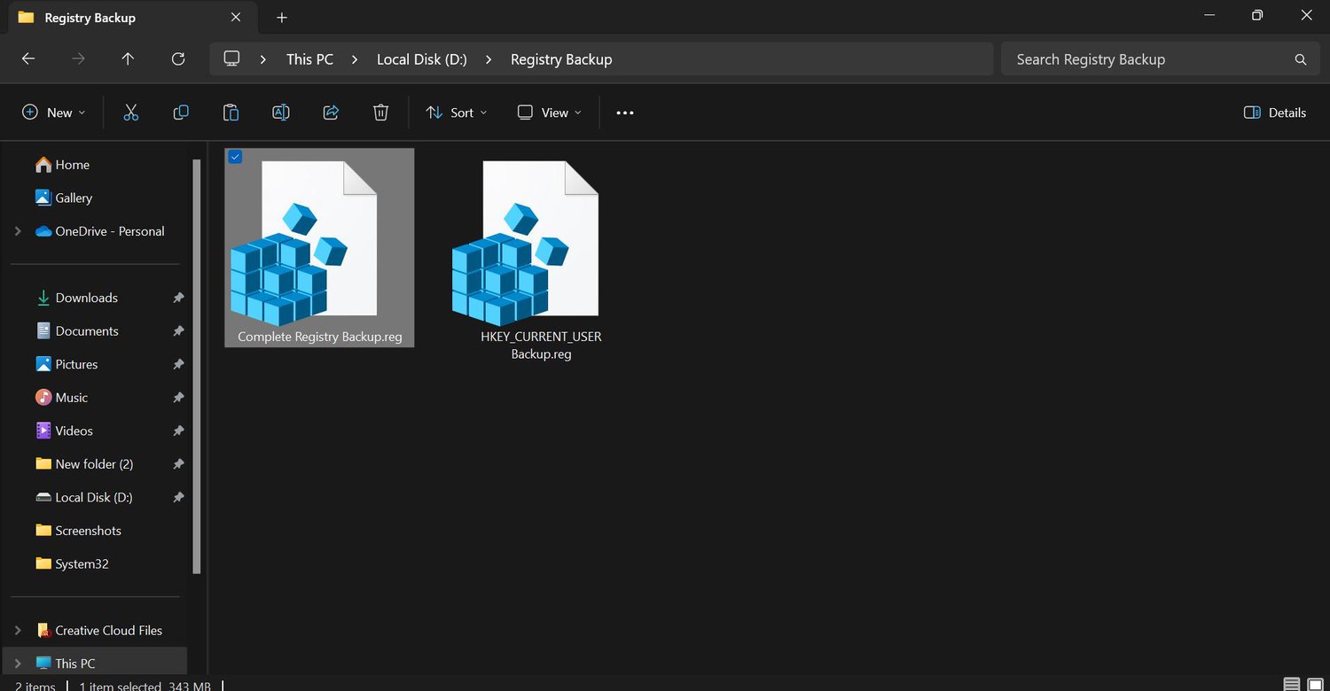 How to Quickly Backup and Restore Windows Registry